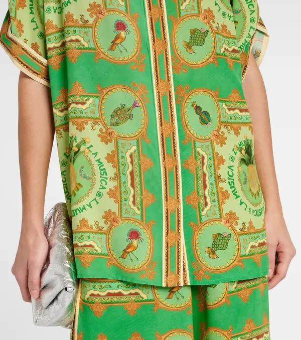 ALEMAIS Alémais La Musica Printed Silk Shirt - Green