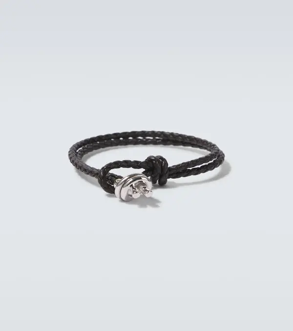 Bottega Veneta Leather And Sterling Silver Bracelet - Brown