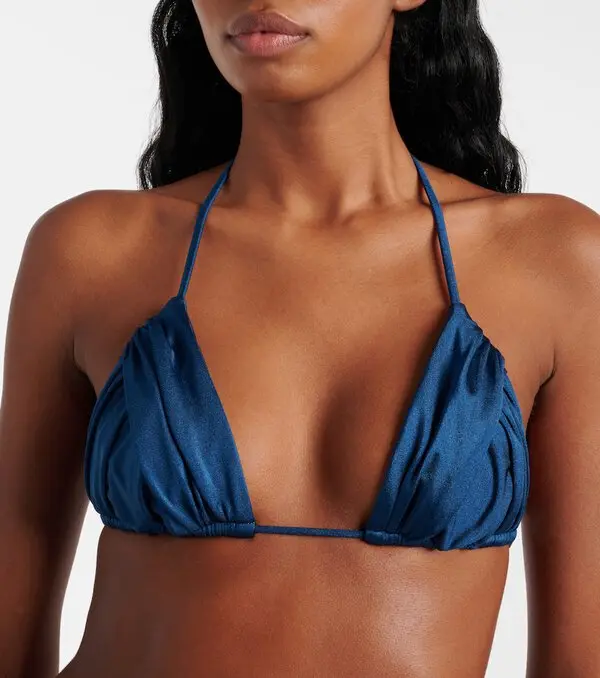 BANANHOT Jasmin Ruched Bikini Top - Blue