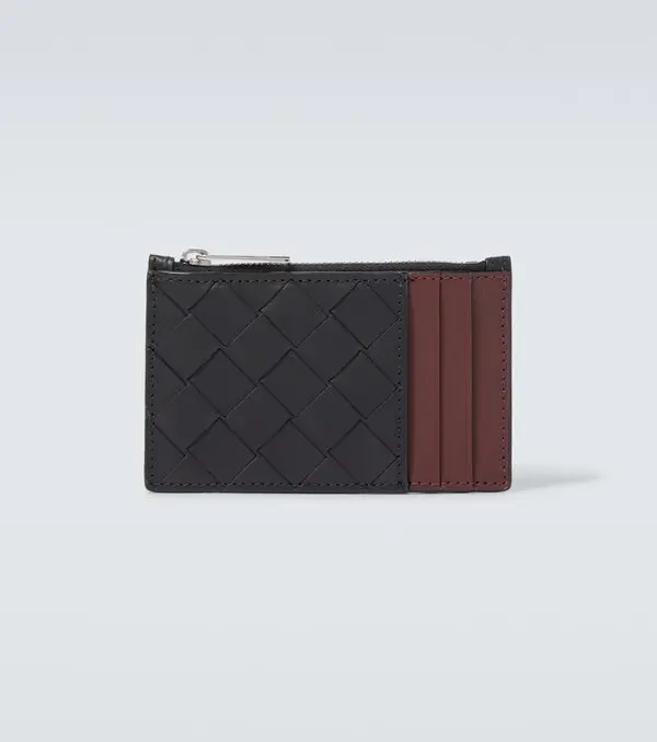 Bottega Veneta Intrecciato Zip-up Leather Card Case - Brown