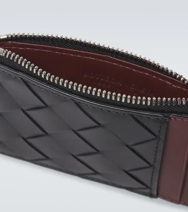 Bottega Veneta Intrecciato Zip-up Leather Card Case - Brown