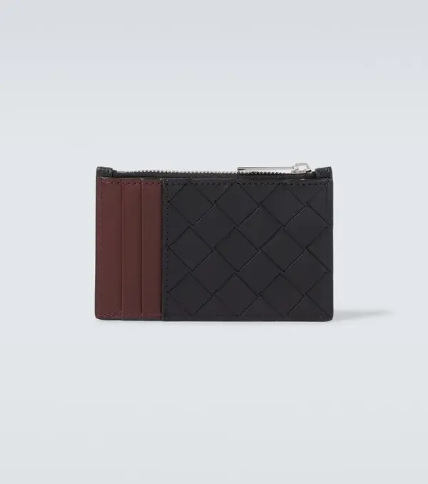 Bottega Veneta Intrecciato Zip-up Leather Card Case - Brown