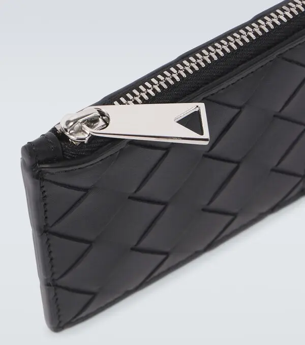 Bottega Veneta Intrecciato Zip-up Leather Card Case - Brown