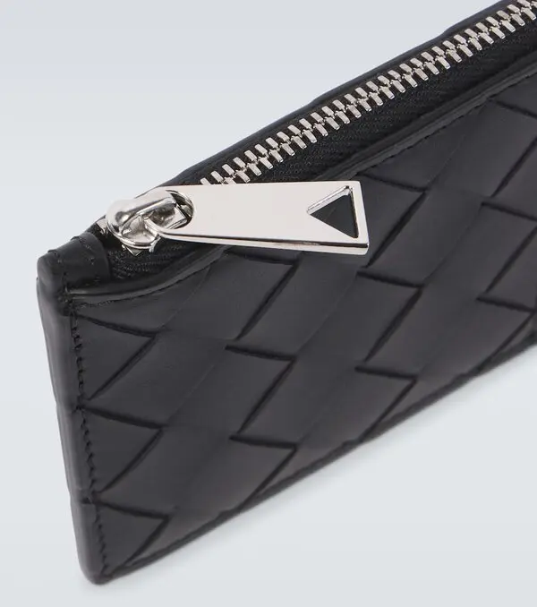 Bottega Veneta Intrecciato Zip-up Leather Card Case - Brown