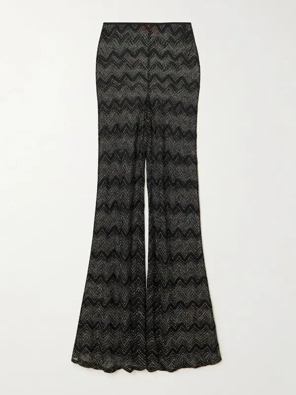 Missoni Metallic Crochet-knit Flared Pants