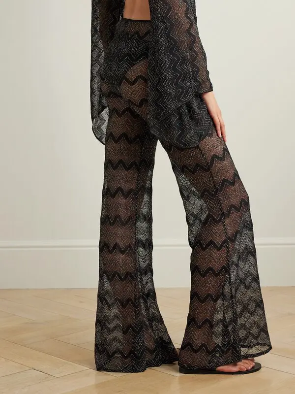 Missoni Metallic Crochet-knit Flared Pants
