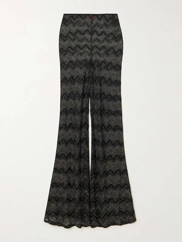 Missoni Metallic Crochet-knit Flared Pants