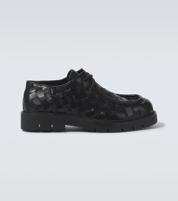 Bottega Veneta Haddock Intrecciato Leather Derby Shoes - Brown