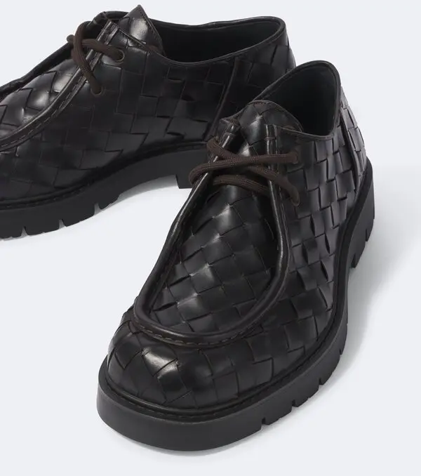 Bottega Veneta Haddock Intrecciato Leather Derby Shoes - Brown
