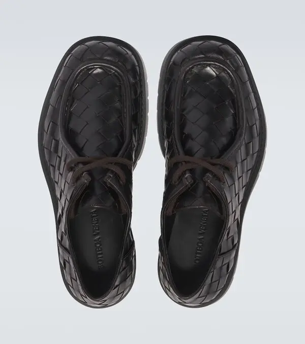 Bottega Veneta Haddock Intrecciato Leather Derby Shoes - Brown