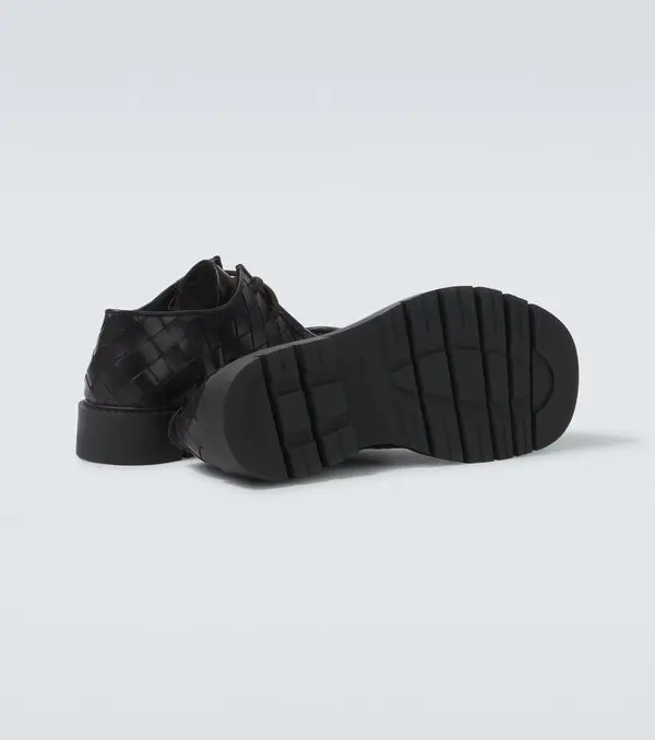 Bottega Veneta Haddock Intrecciato Leather Derby Shoes - Brown