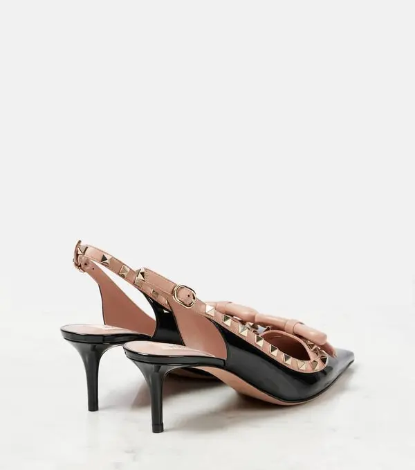 Valentino Garavani Rockstud 60 Patent Leather Slingback Pumps - Black
