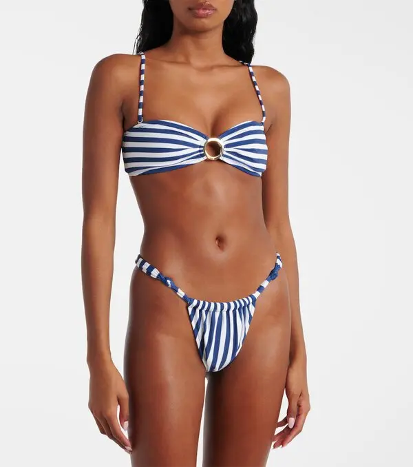 BANANHOT Rose Striped Bikini Bottom - Blue