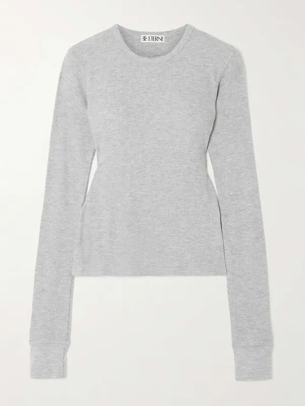 Eterne Waffle-knit Stretch Cotton And Modal-blend T-shirt - Gray