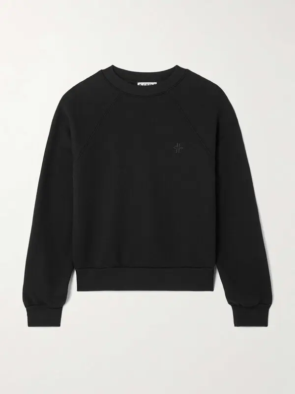 Eterne Embroidered Cotton And Modal-blend Jersey Sweatshirt - Black