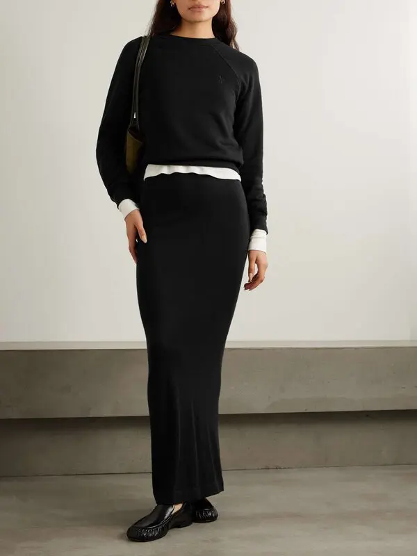 Eterne Embroidered Cotton And Modal-blend Jersey Sweatshirt - Black