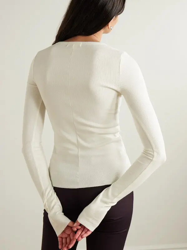 Eterne Ribbed Stretch Top - Neutrals
