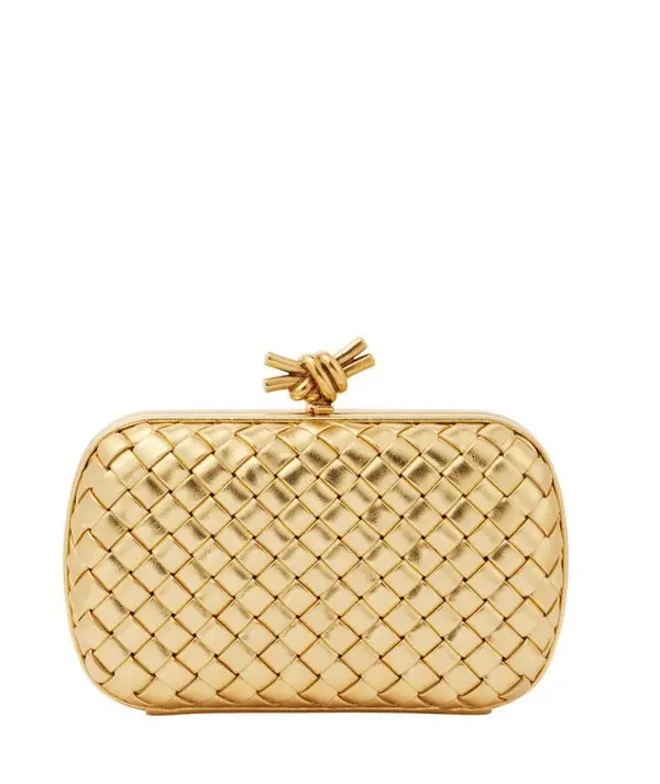 Bottega Veneta Knot Intreccio Clutch - Gold