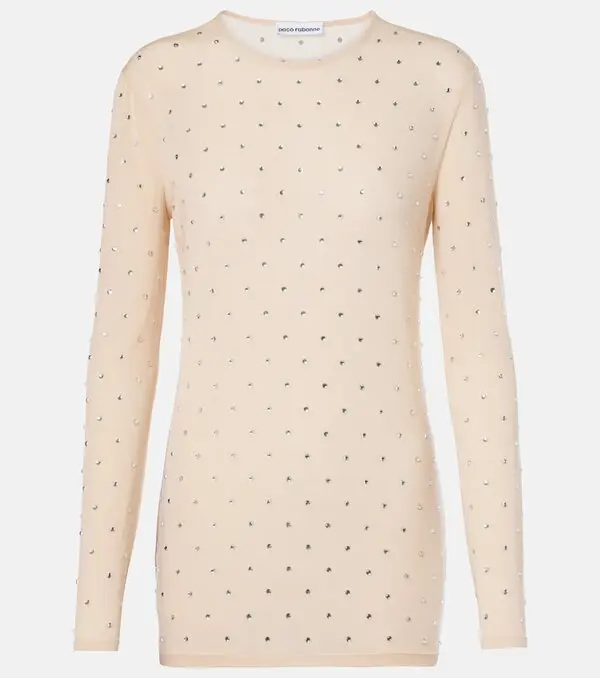 Rabanne Crystal-embellished Top - Beige