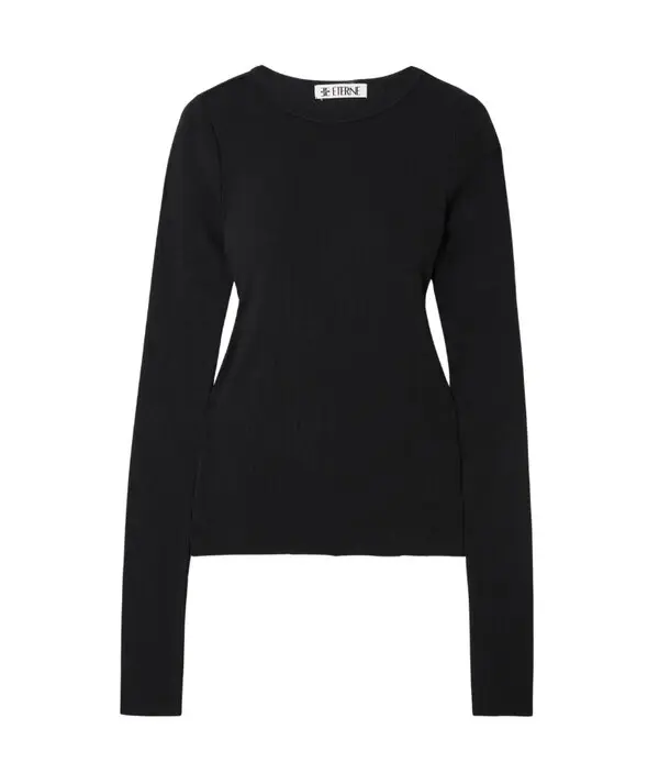 Eterne Ribbed Jersey Long-sleeve T-shirt - Black