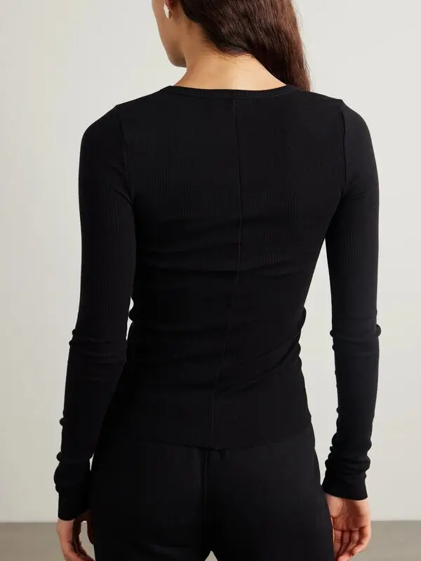 Eterne Ribbed Jersey Long-sleeve T-shirt - Black
