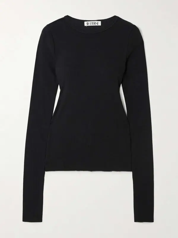 Eterne Ribbed Jersey Long-sleeve T-shirt - Black
