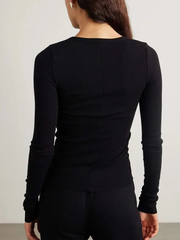 Eterne Ribbed Jersey Long-sleeve T-shirt - Black