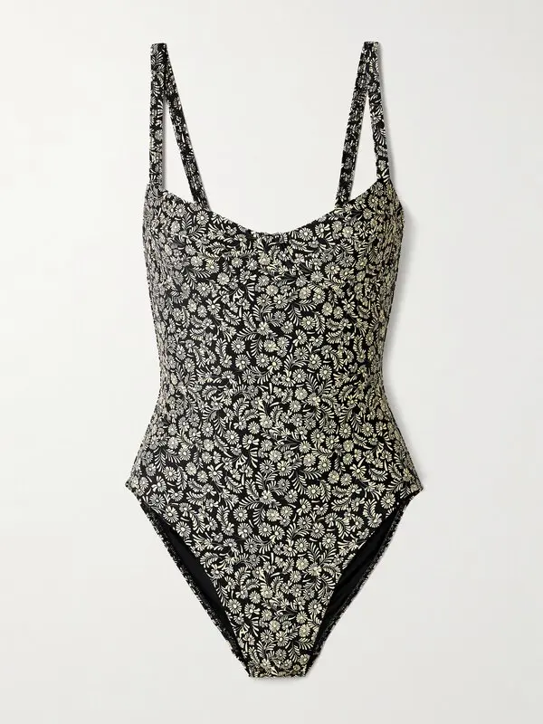 Matteau Floral-print Underwired Recycled Swimsuit - Black