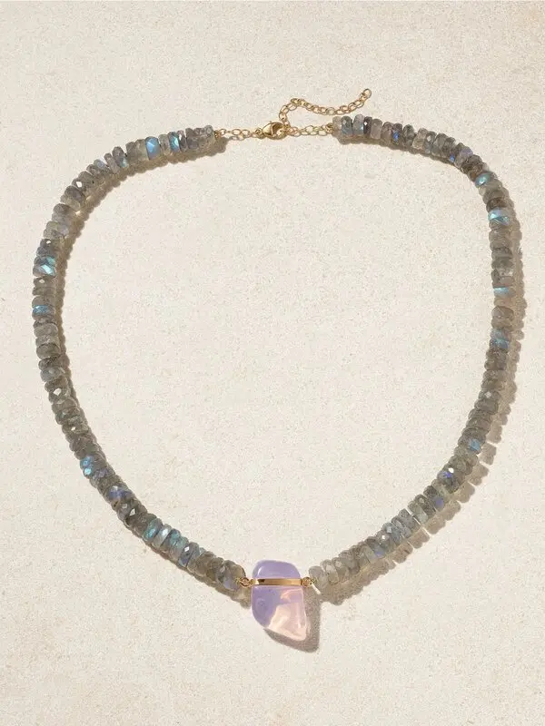 Jia Jia Aurora Gold, Labradorite And Moonstone Necklace Purple