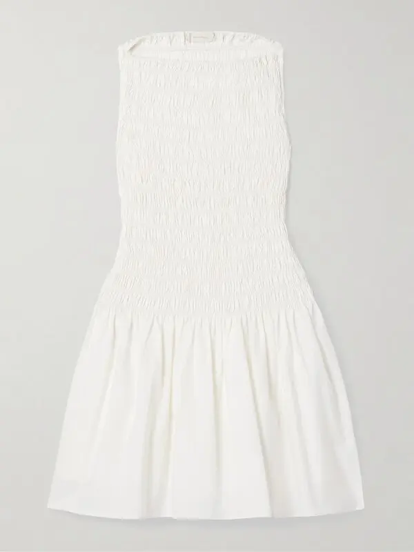 Faithfull The Brand Noa Shirred Mini Dress - White