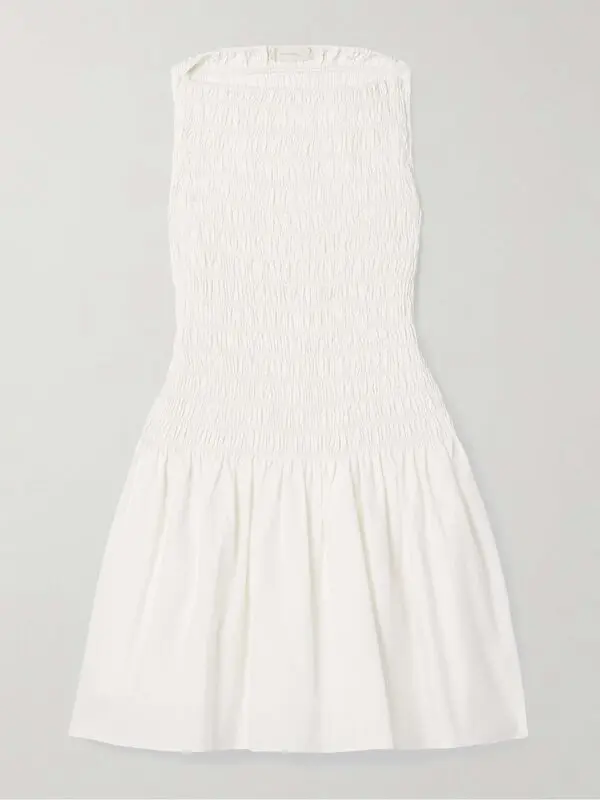 Faithfull The Brand Noa Shirred Mini Dress - White