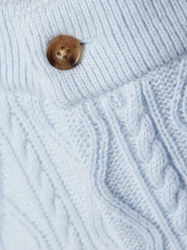 Guest In Residence Cable-knit Wool And Cashmere-blend Pants - Blue