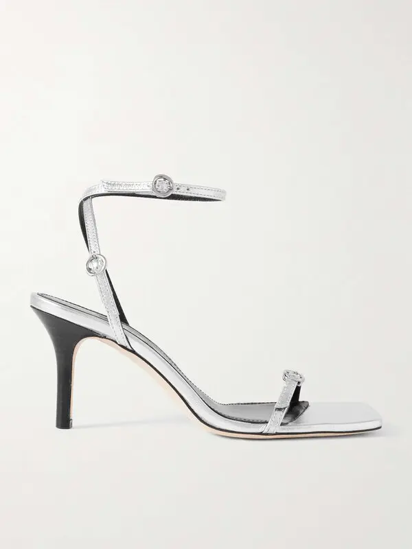 AeydĒ Hallie Metallic Leather Sandals - Silver