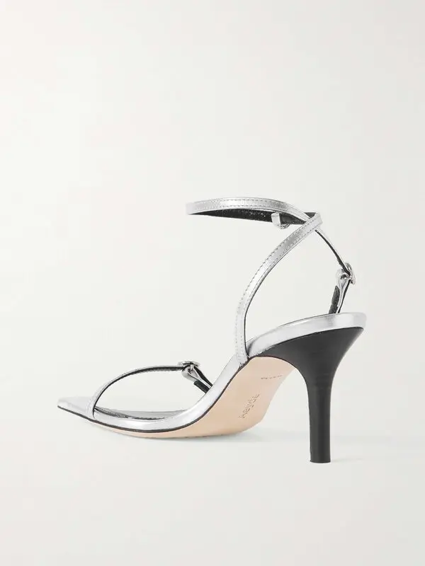 AeydĒ Hallie Metallic Leather Sandals - Silver