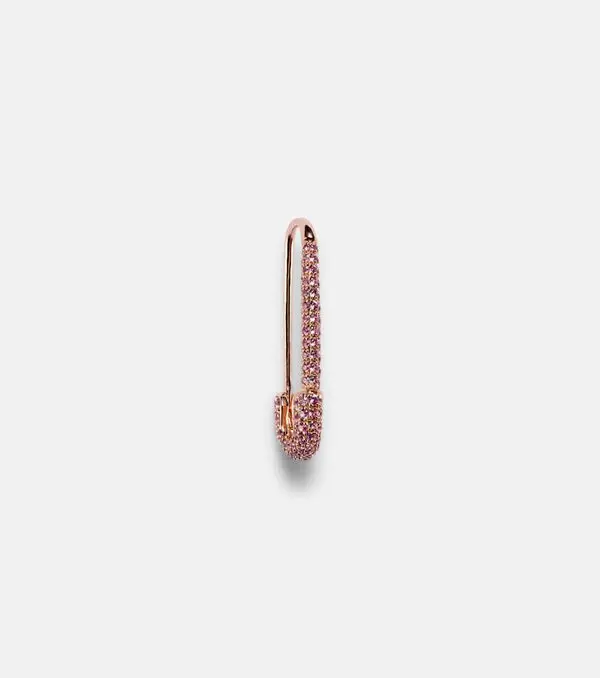 ANITA KO Safety Pin 18kt Rose Single Earring With Sapphires - Gold