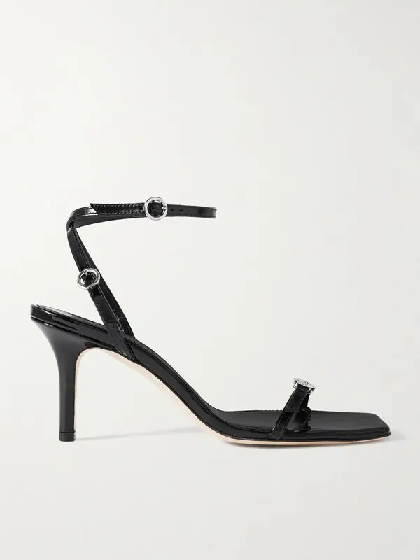 AeydĒ Hallie Patent-leather Sandals - Black