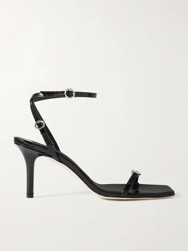 AeydĒ Hallie Patent-leather Sandals - Black