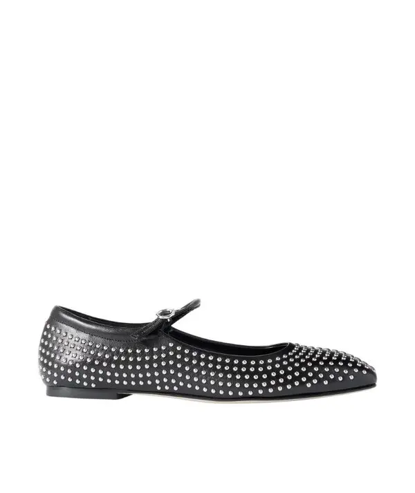 AeydĒ Uma Studded Leather Mary Jane Ballet Flats - Black