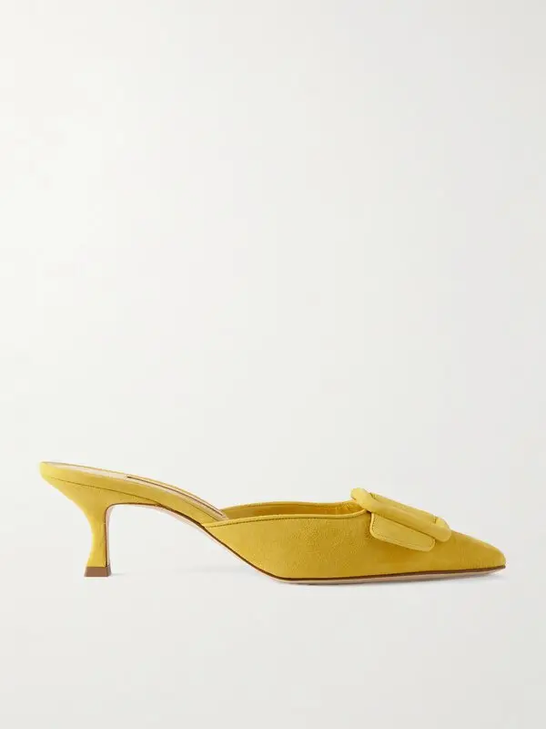 Manolo Blahnik Maysale 50 Buckled Suede Mules