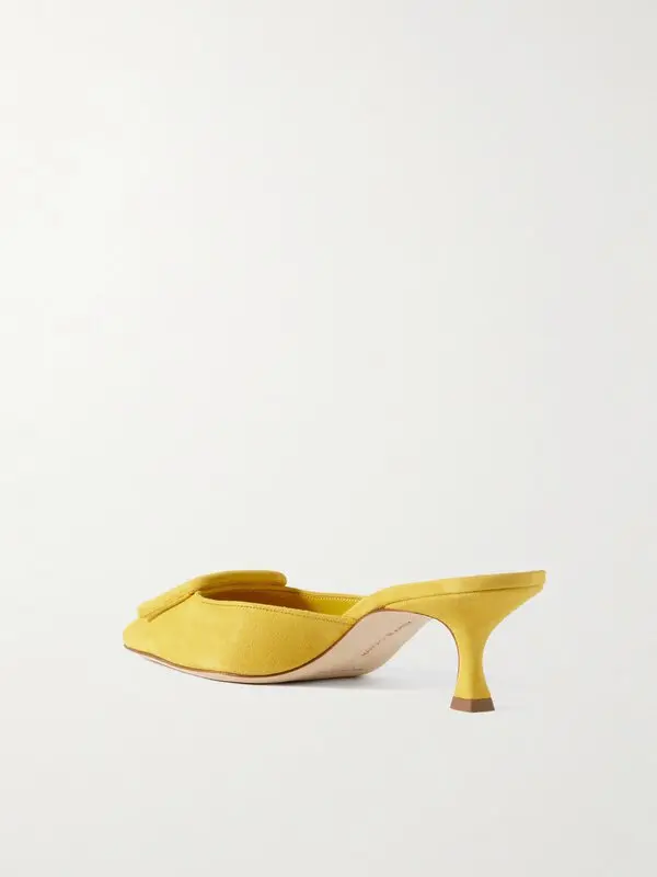Manolo Blahnik Maysale 50 Buckled Suede Mules