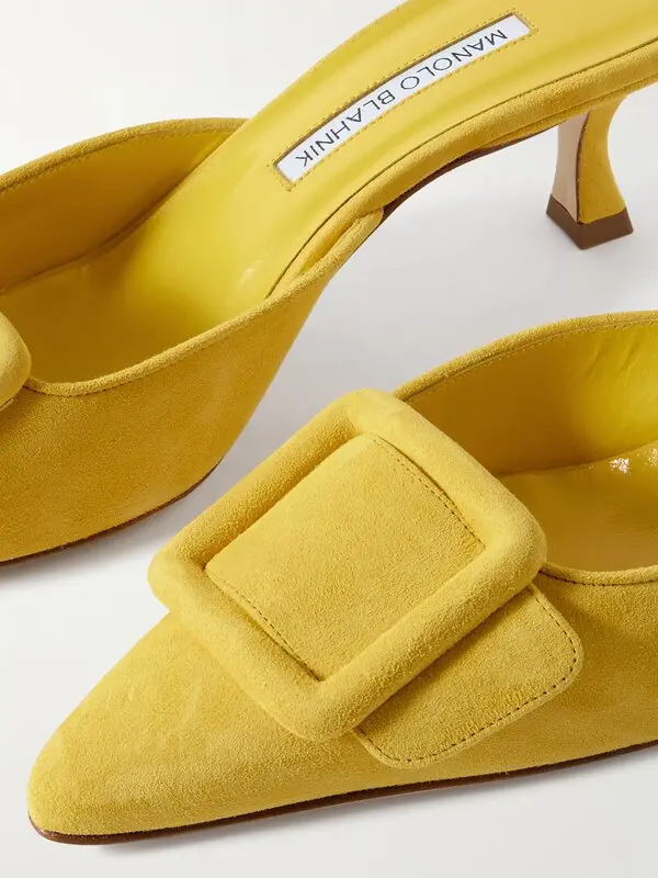 Manolo Blahnik Maysale 50 Buckled Suede Mules