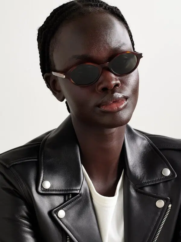 Saint Laurent Jeanne Oval-frame Acetate Sunglasses - Tortoiseshell