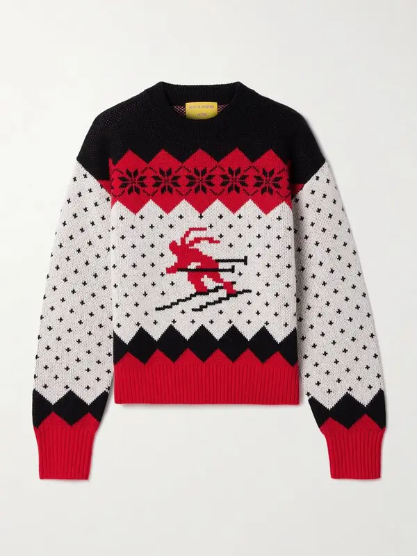 Guest In Residence Downhill Jacquard-knit Wool And Cashmere-blend Sweater - White