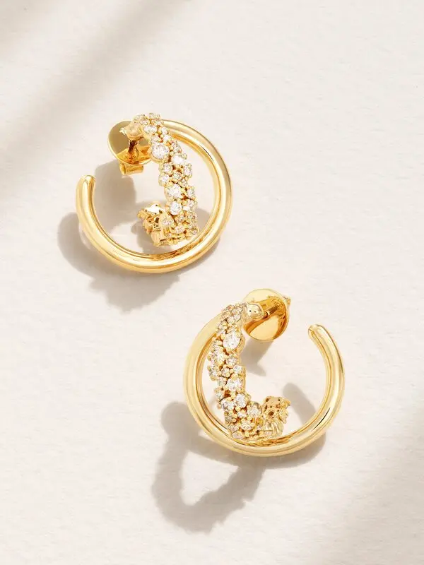 ANANYA Scatter Mini 18-karat Diamond Hoop Earrings - Gold
