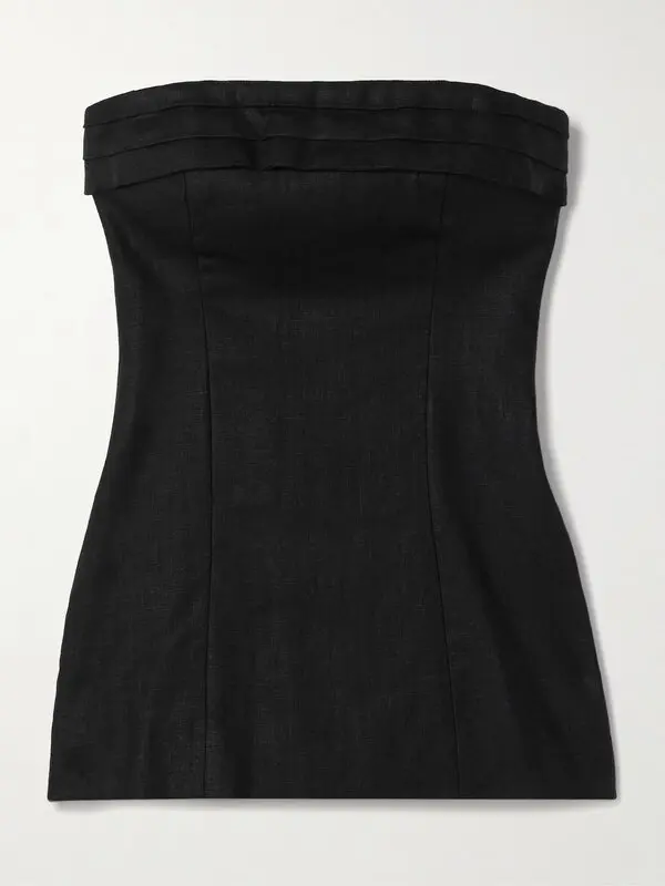 Faithfull The Brand Fleuri Strapless Linen Top - Black