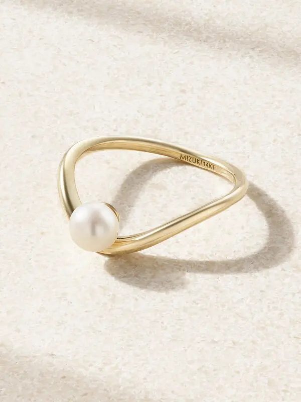 Mizuki 14-karat Gold Pearl Ring - White