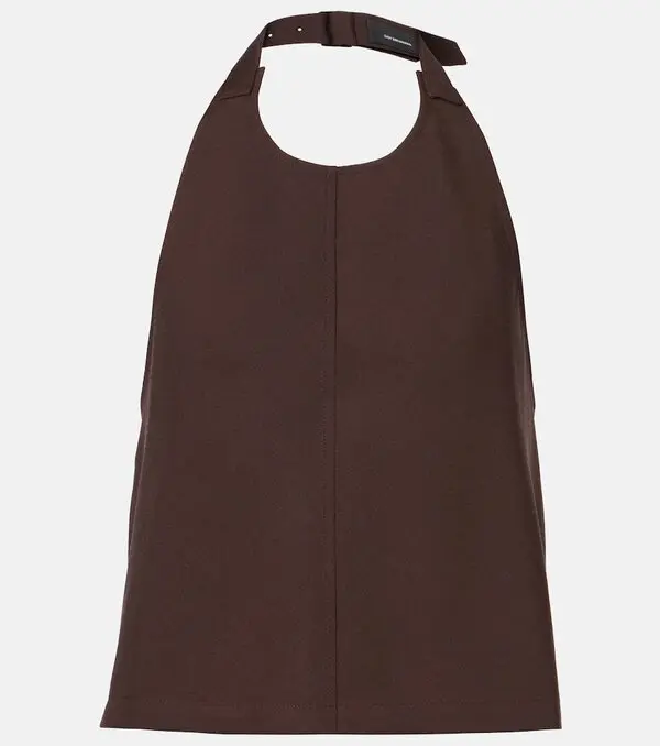 Wardrobe.NYC Open-back Halterneck Wool Top - Brown