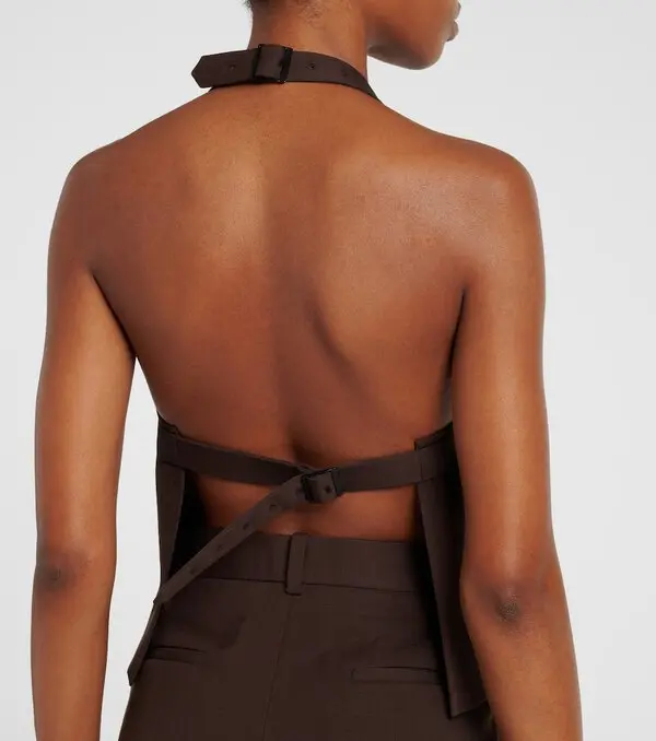 Wardrobe.NYC Open-back Halterneck Wool Top - Brown