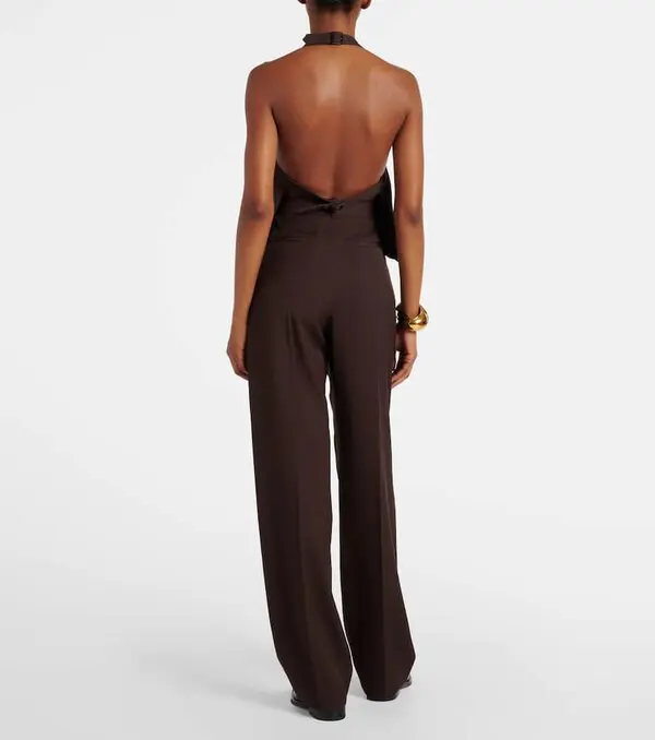 Wardrobe.NYC Open-back Halterneck Wool Top - Brown