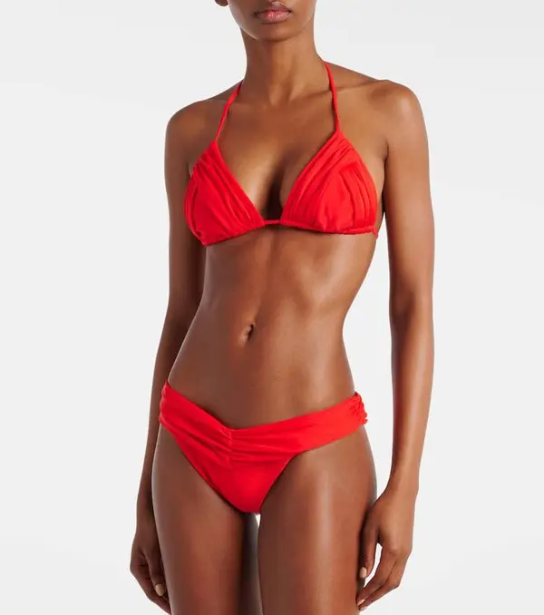 BANANHOT Jasmin Ruched Bikini Bottoms - Red